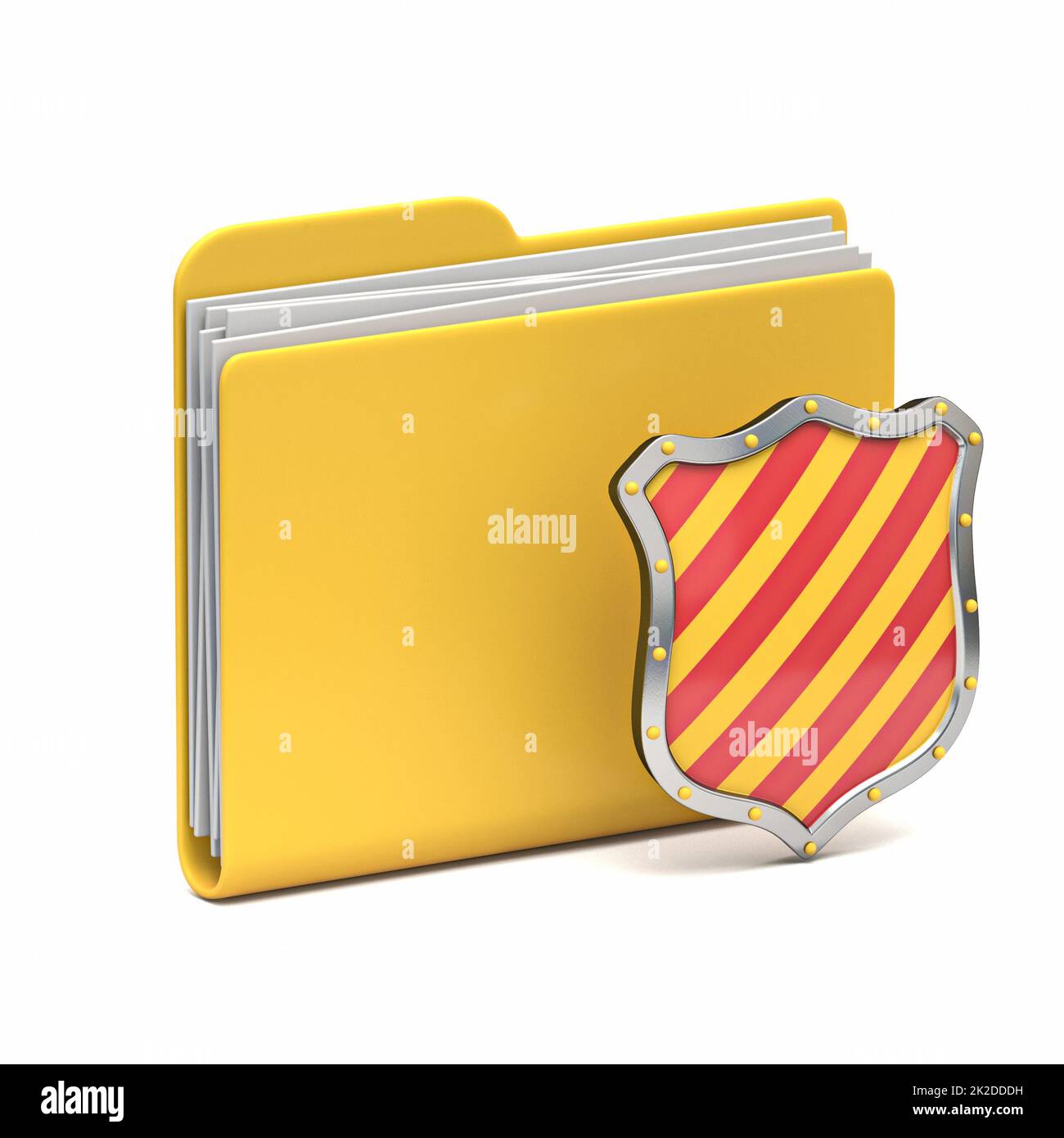 Yellow folder icon with shield 3D Stock Photo - Alamy