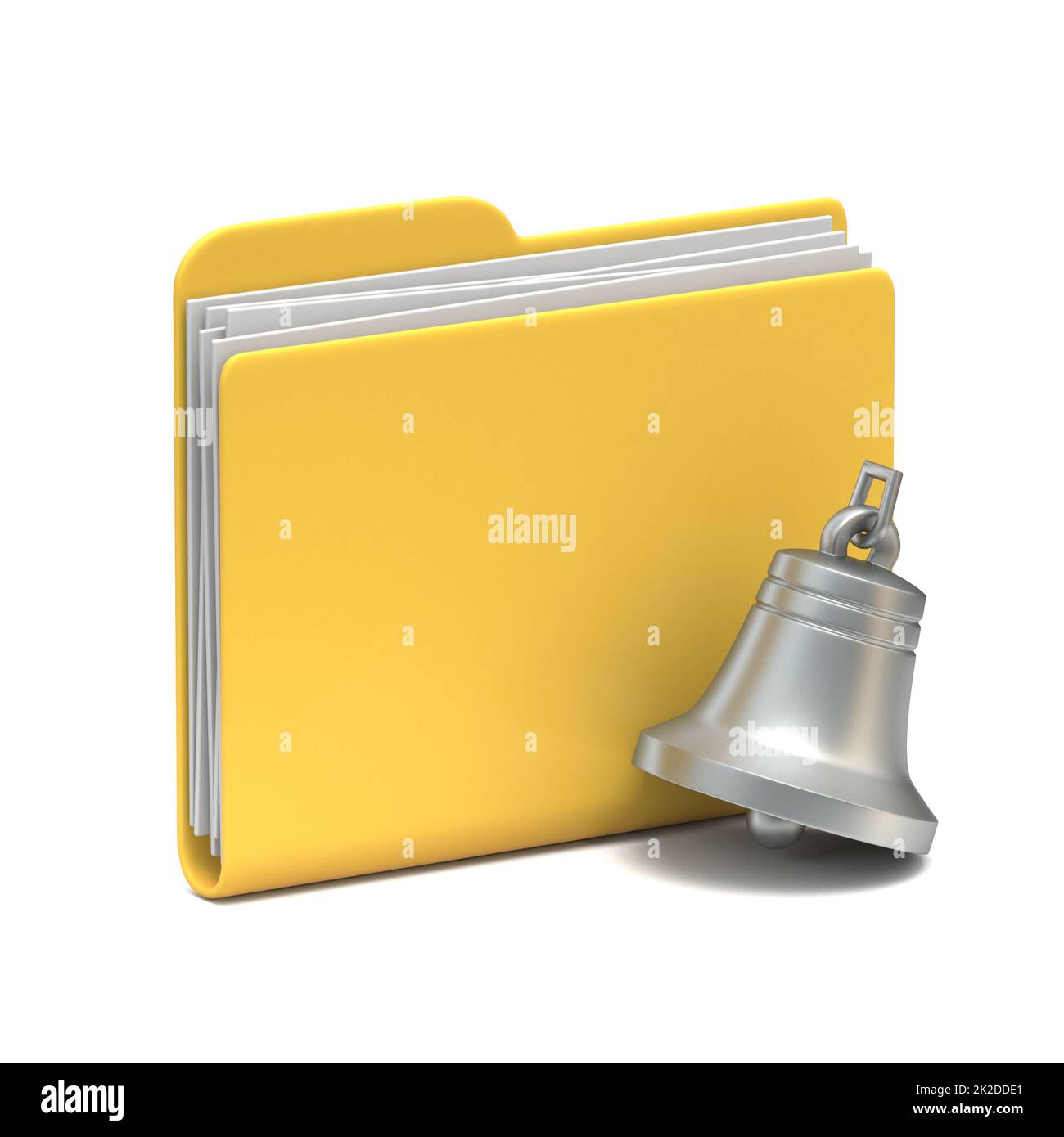 Yellow folder icon notification silver bell 3D Stock Photo - Alamy