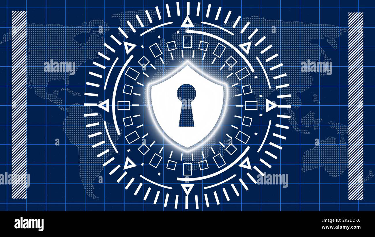 Protective Shield in circle frame on abstract technology background ...