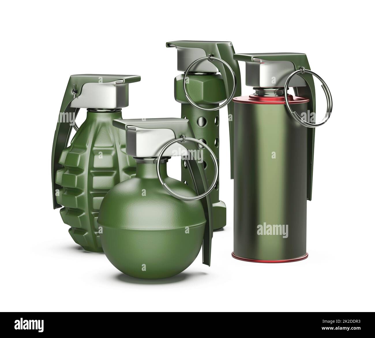 Four different hand grenades on white background Stock Photo - Alamy