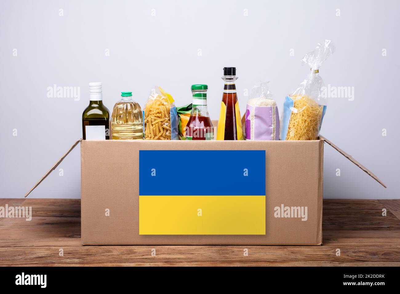 Various Foods In A Donation Cardboard Box Stock Photo - Alamy