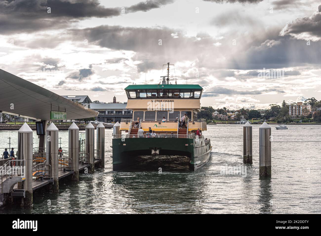 The Emerald Class ferry "Victor Chang" at Wharf 2 of the Barangaroo ...