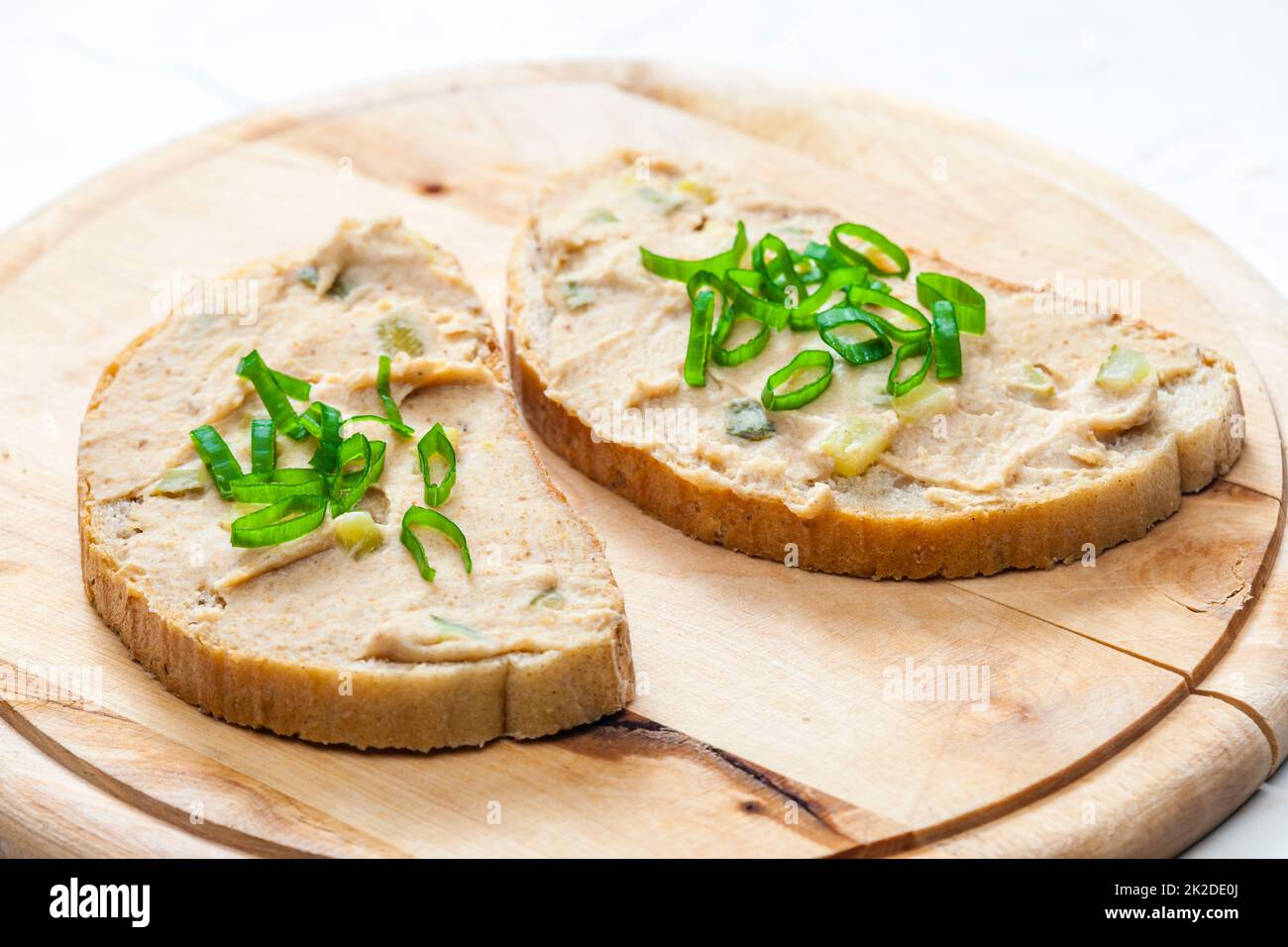 cracklings spread on bread with spring onion Stock Photo - Alamy