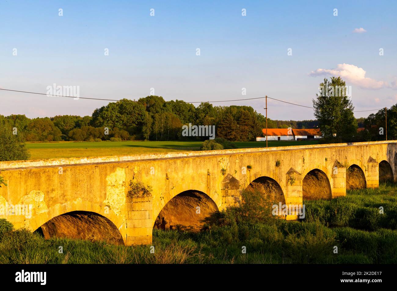 Old stone bridge over Vitek pond near Trebon, Southern Bohemia, Czech ...