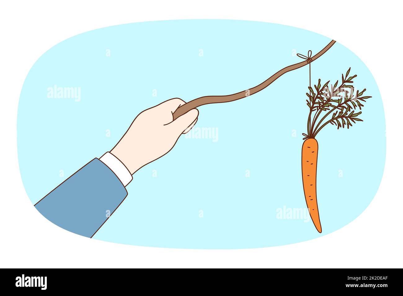 Businessman hand hold carrot on stick Stock Photo - Alamy