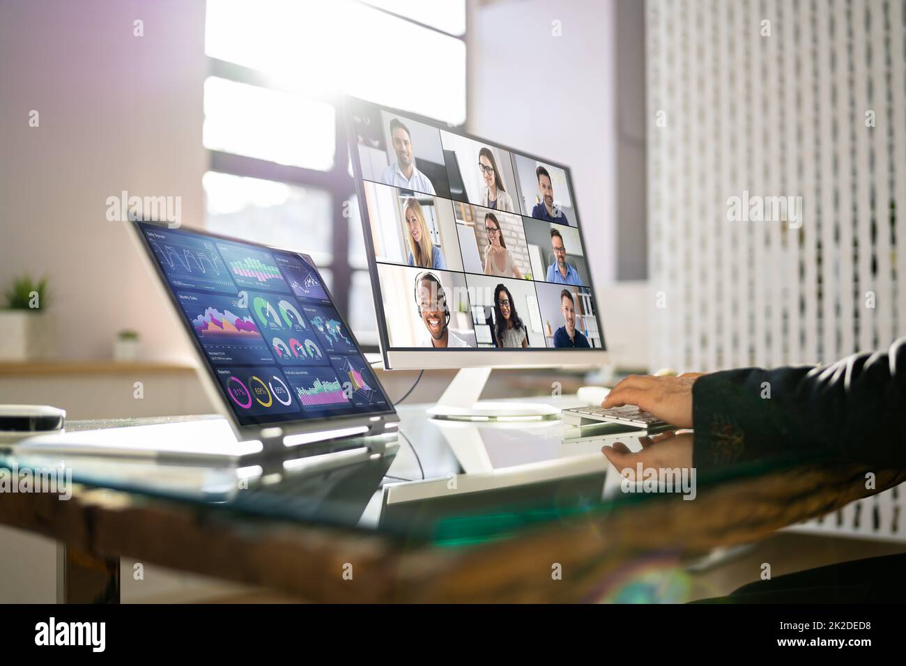 Virtual Video Conference Call Meeting And Financial Presentation Stock ...