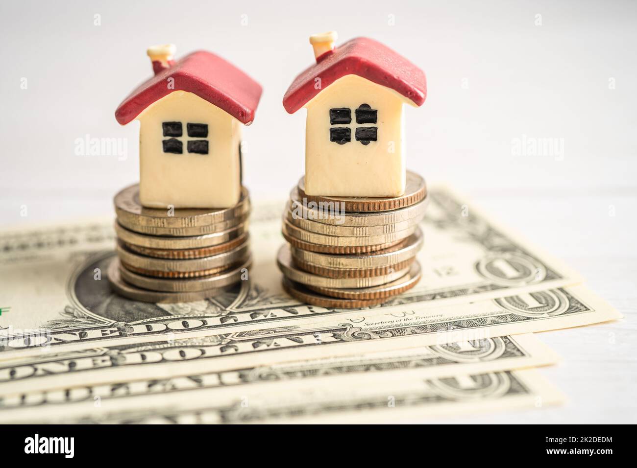 House on stack coins, mortgage home loan finance concept Stock Photo ...