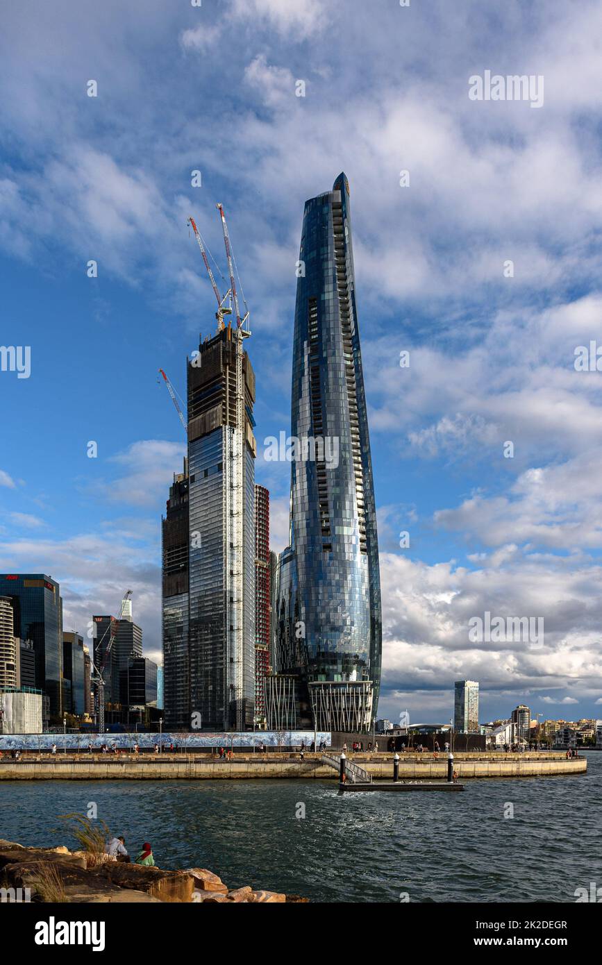 The Crown Sydney skyscraper towering over the Barangaroo area of Sydney ...