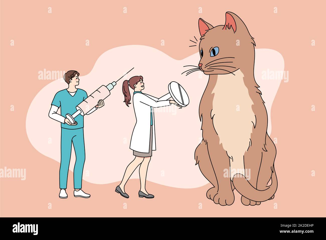 Tiny doctors cure cat giving medications Stock Photo - Alamy