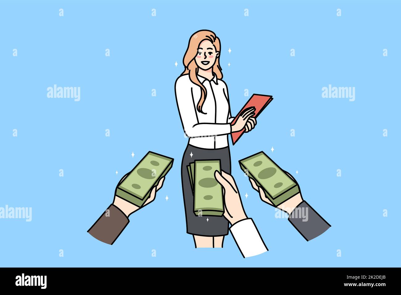 Successful businesswoman receive money from clients Stock Photo - Alamy