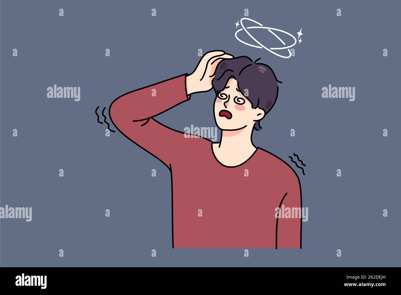 Sick man struggle with dizziness feel unwell Stock Photo - Alamy