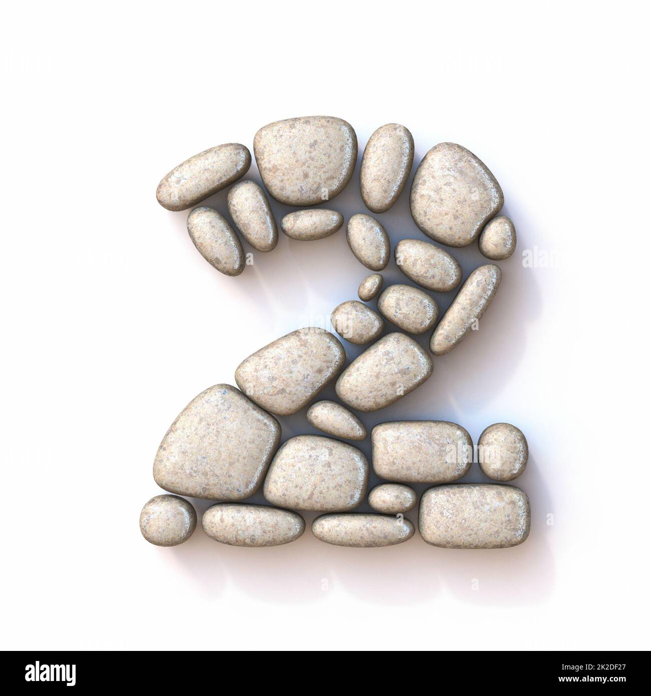 Pebble font Number 2 TWO 3D Stock Photo - Alamy