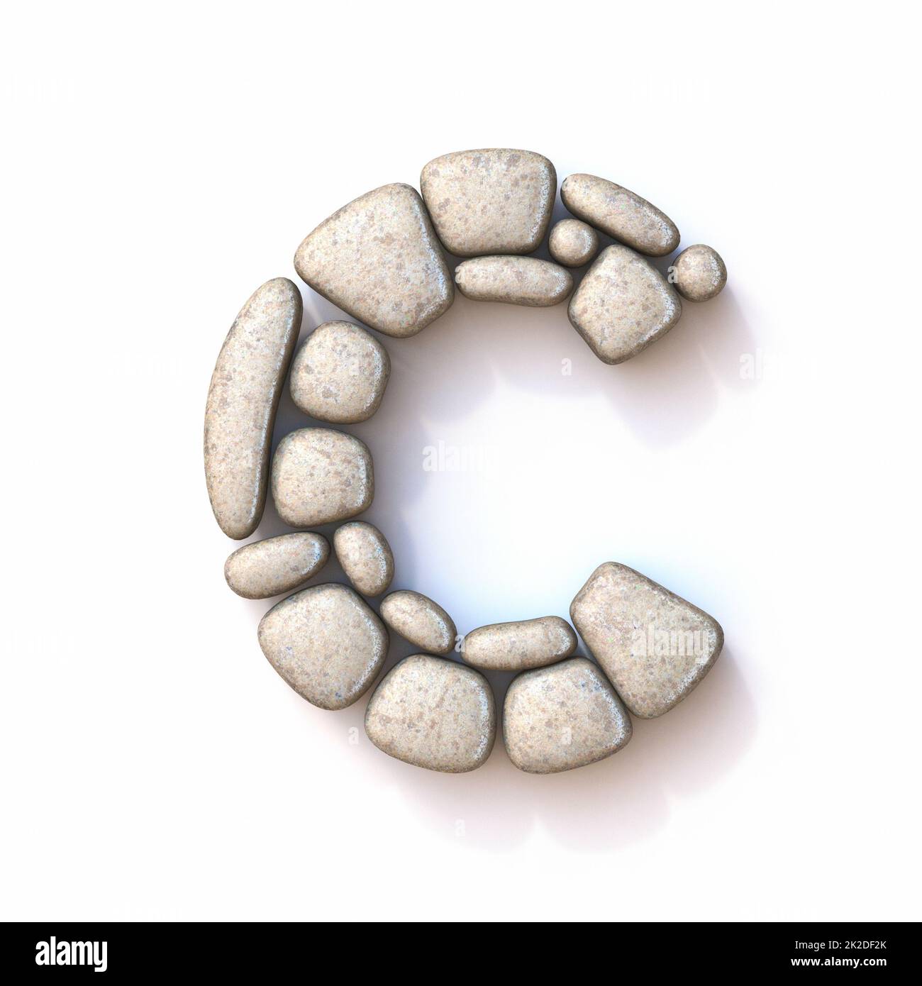 Pebble font Letter C 3D Stock Photo - Alamy