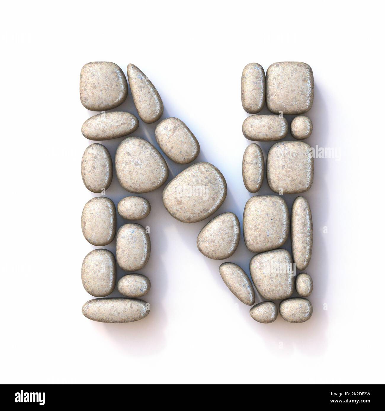 Pebble font Letter N 3D Stock Photo - Alamy