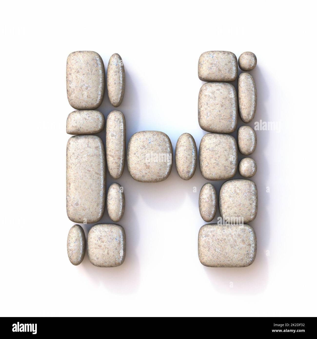 Pebble font Letter H 3D Stock Photo - Alamy