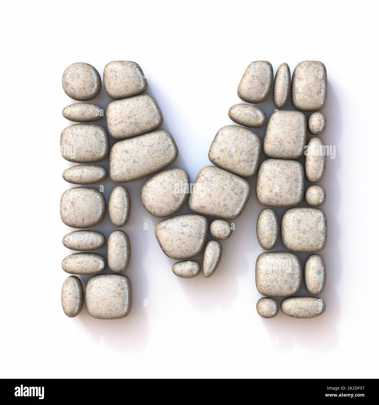 Pebble font Letter M 3D Stock Photo - Alamy