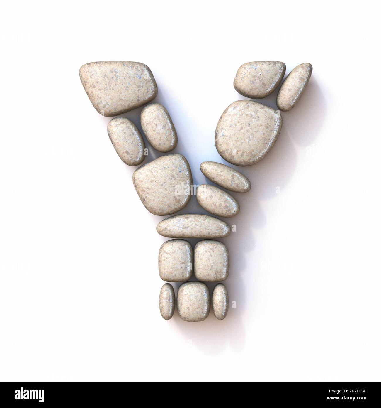 Pebble font Letter Y 3D Stock Photo - Alamy