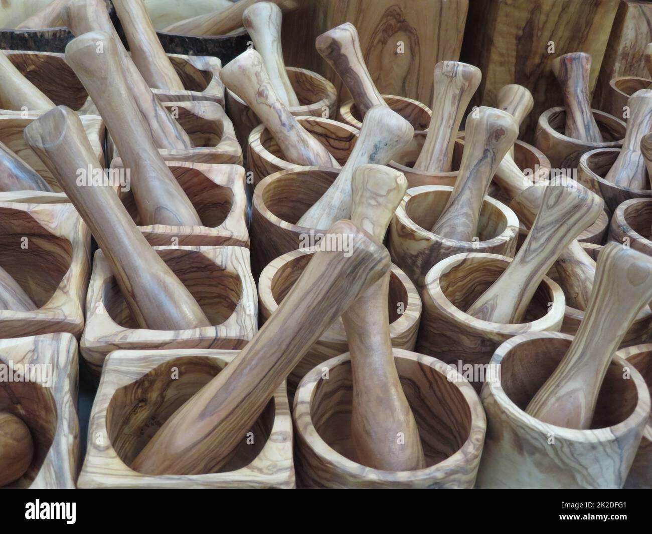 beautiful wooden mortars kitchen utensils for preparing food Stock ...