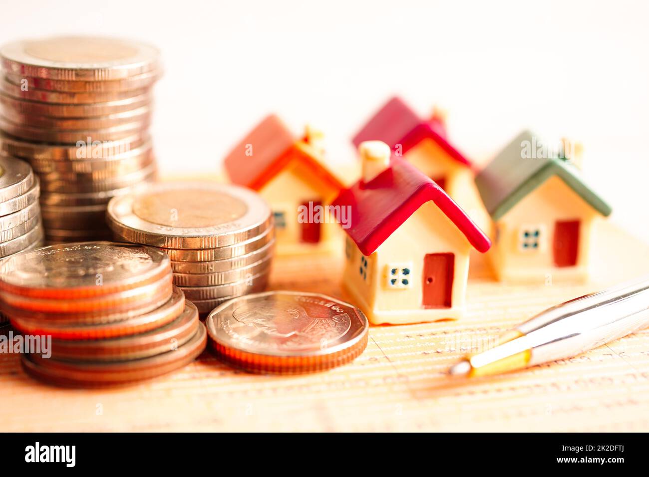 House on coins money, saving bank, real estate investment, .installment ...