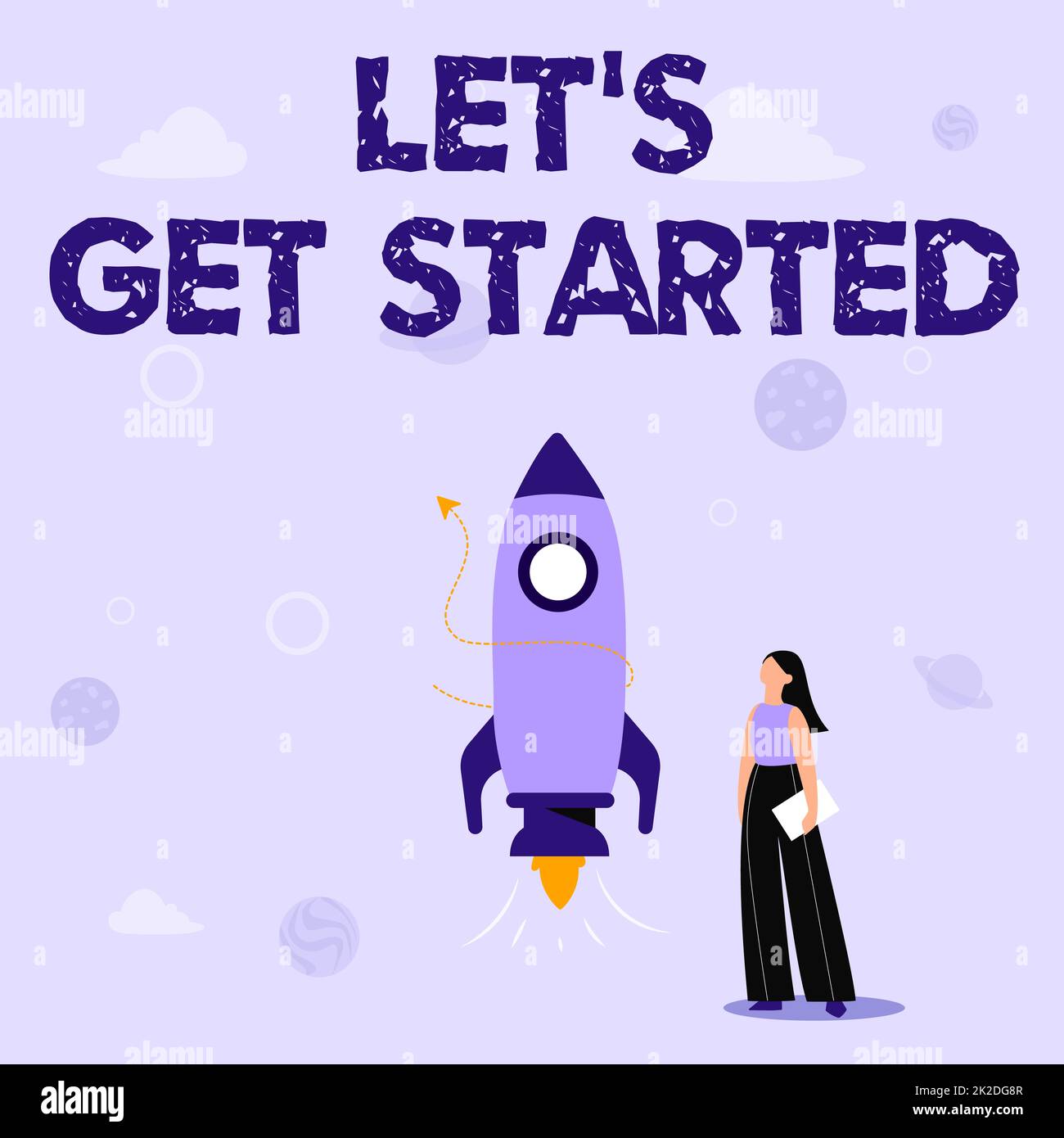 Conceptual caption Let s is Get Started. Business showcase To begin doing or working on ...