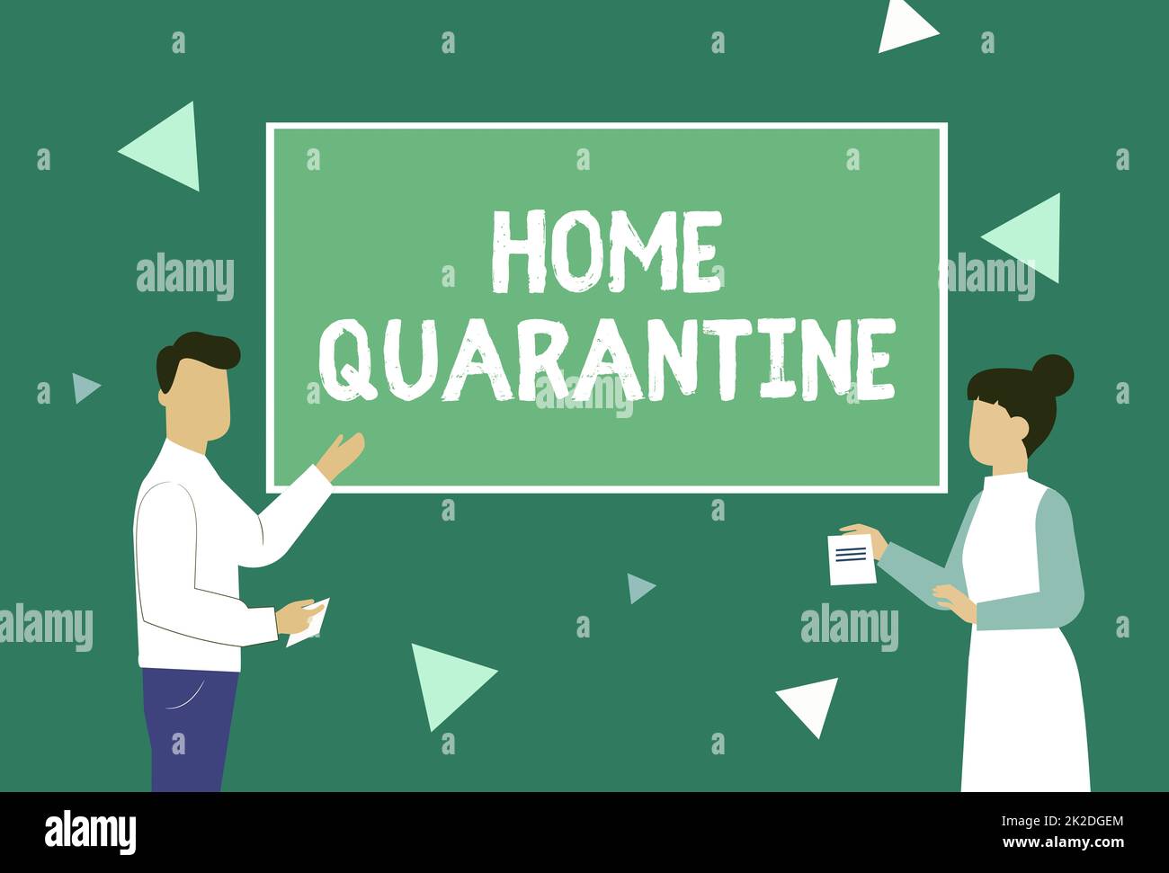 Text sign showing Home Quarantine. Word for Encountered a possible ...