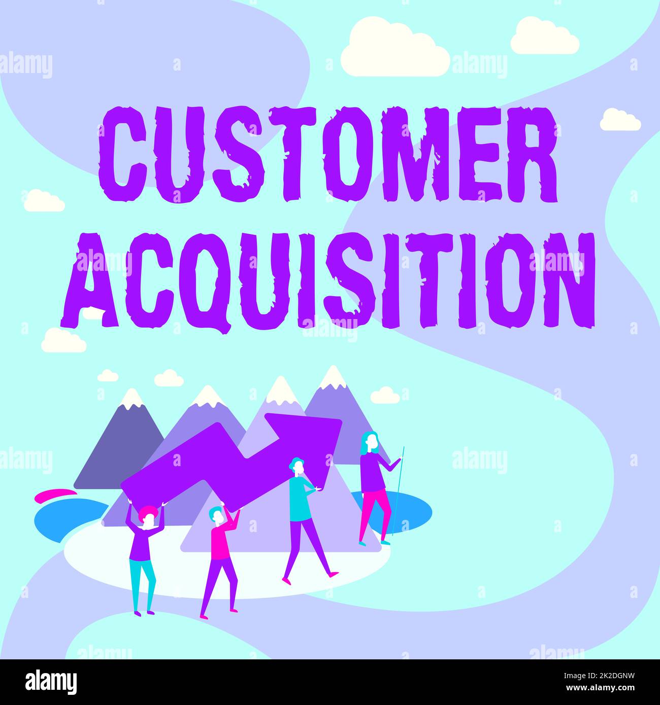 Text caption presenting Customer Acquisition. Concept meaning ...