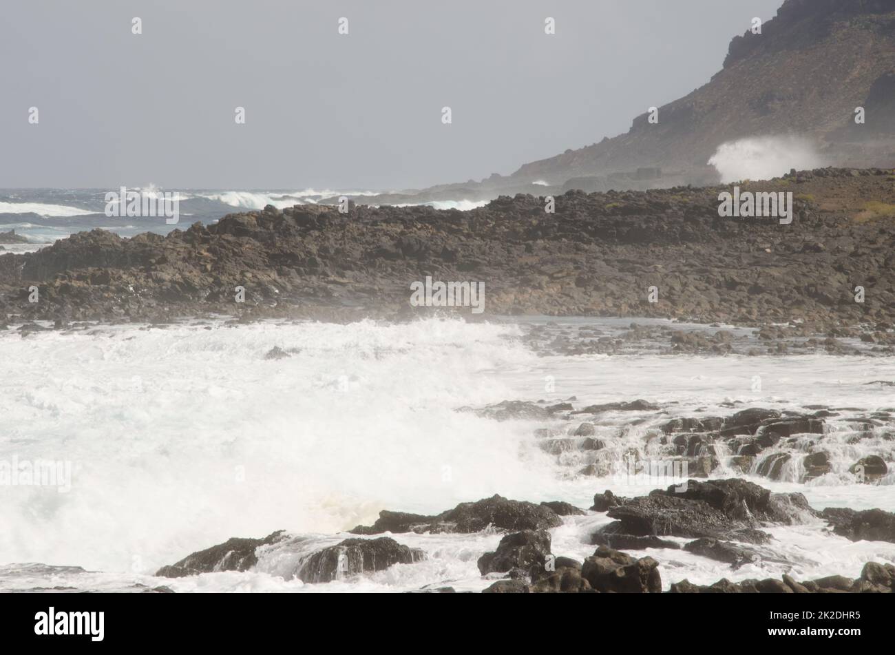 Coastal landscape with a rough sea Stock Photo - Alamy