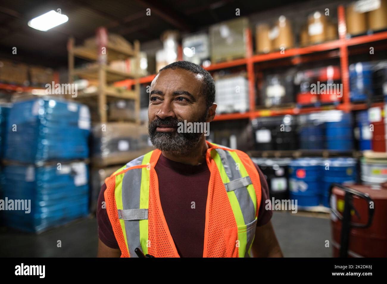 Portrait of male distribution warehouse worker Stock Photo - Alamy