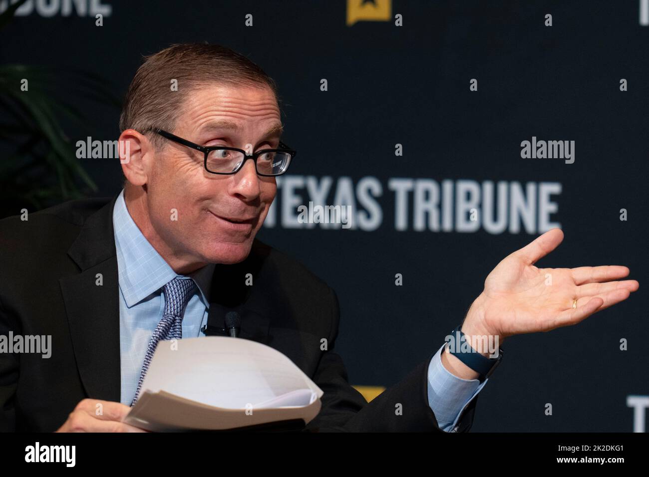 Texas Tribune CEO EVAN SMITH asks a question of U.S. Transportation ...
