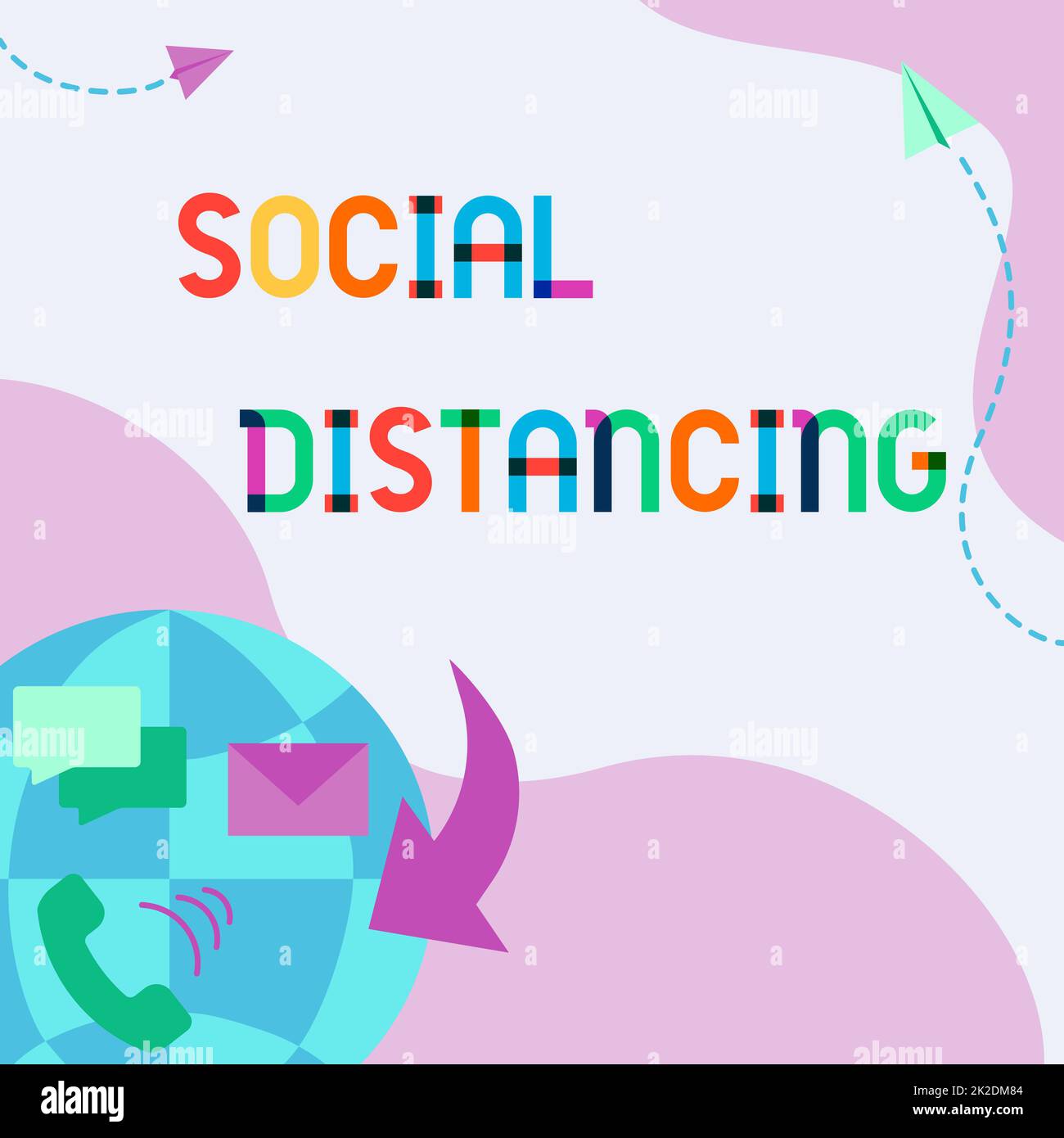 Hand writing sign Social Distancing. Word Written on degree of ...