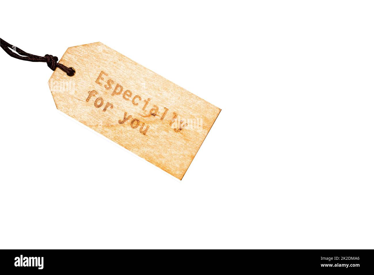 wooden tag label with string isolated on white background with clipping ...