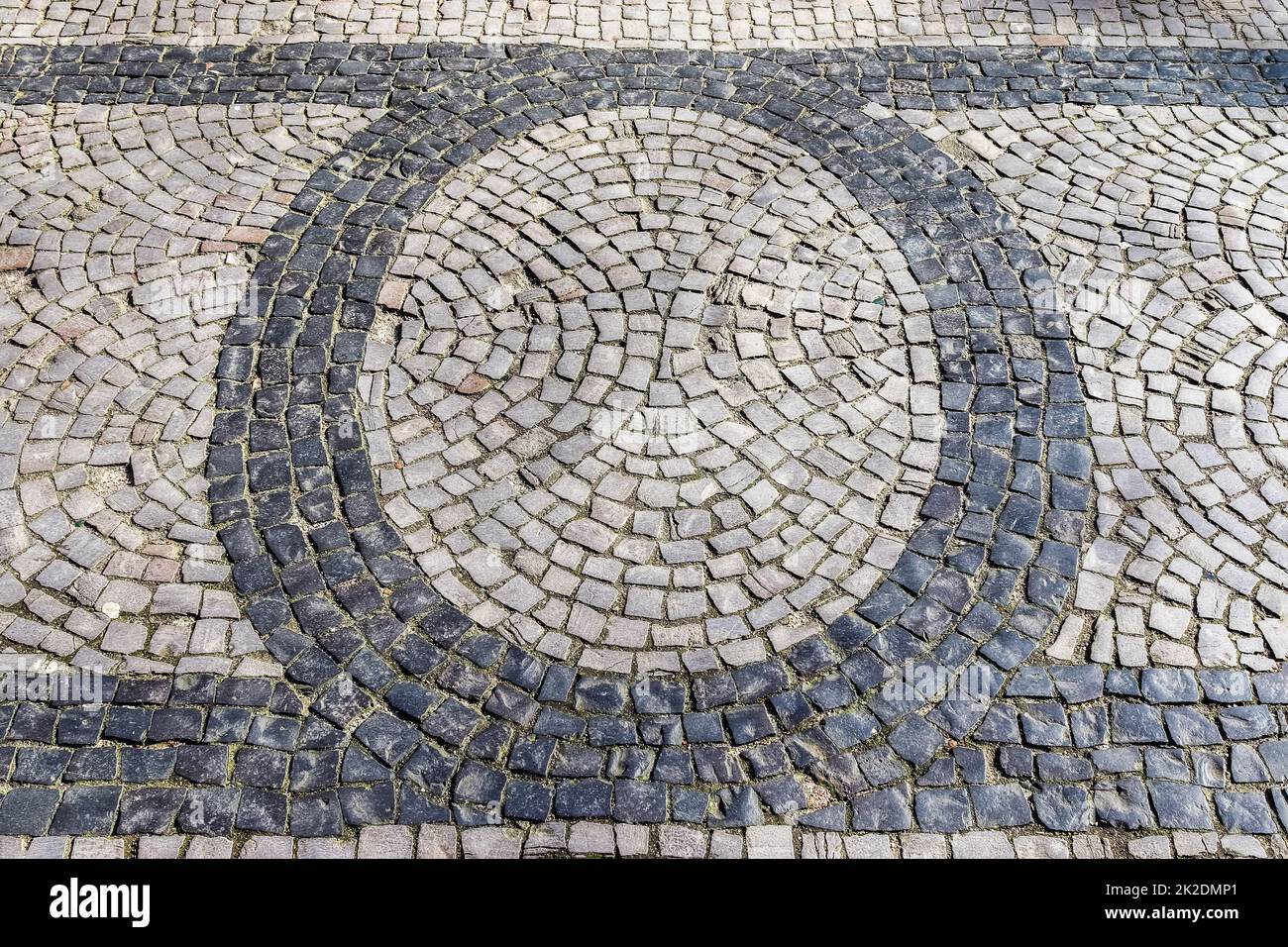 Detailed close up on old historical cobblestone roads and walkways ...
