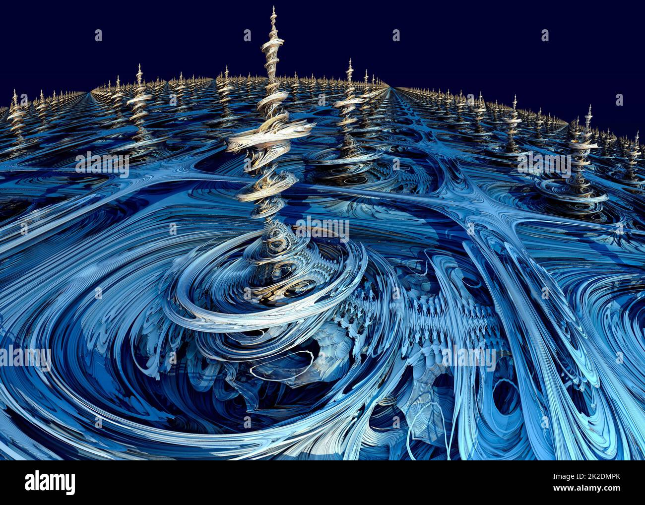 3D Illustration of a Beautiful Fractal city building. Abstract Computer ...