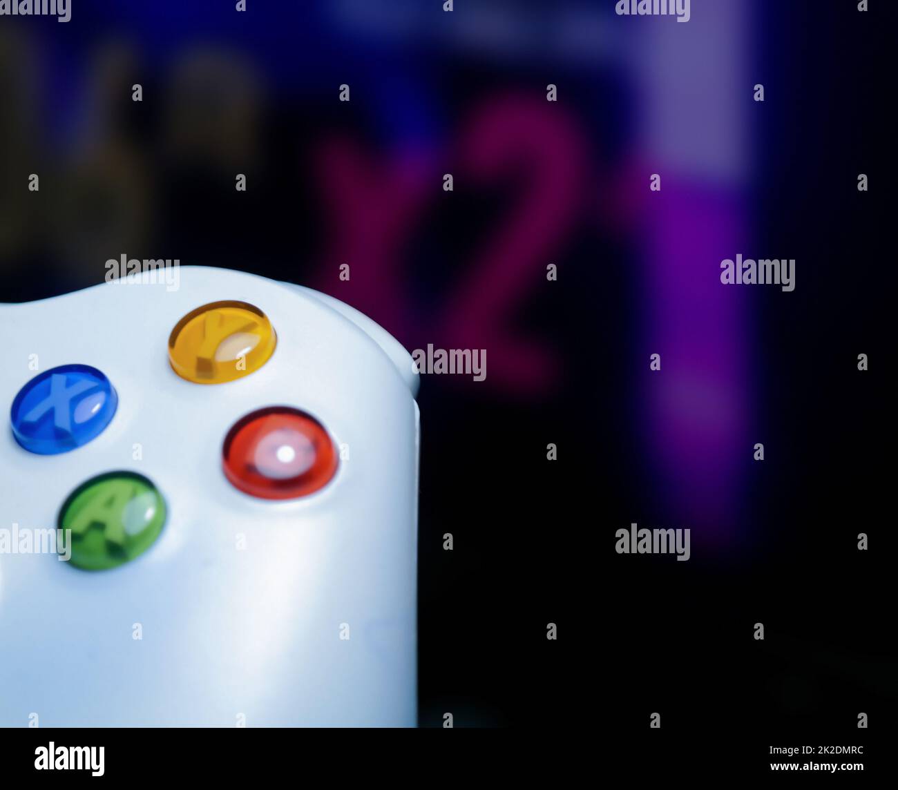 Playing video games with the game joystick concept Stock Photo - Alamy