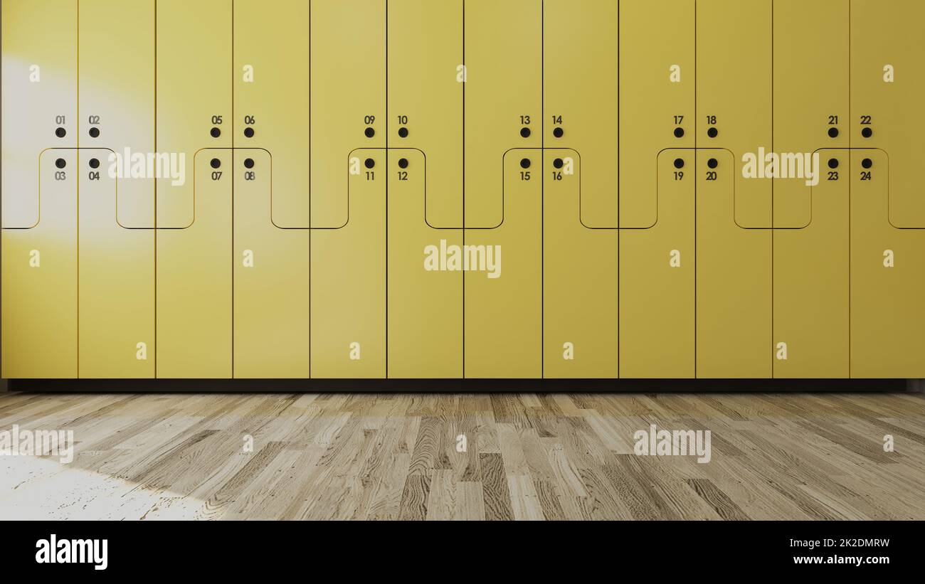 Student locker in modern empty classroom concept 3D rendering Stock ...