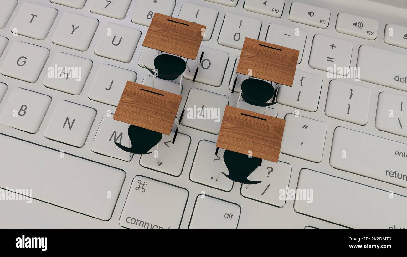 Digital classroom concept for online education 3D rendering Stock Photo ...