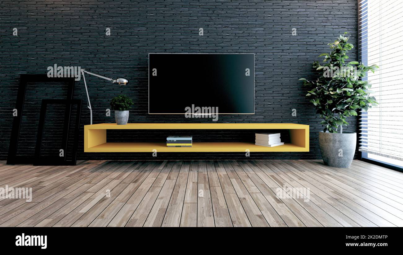Minimalist design tv space for modern office or homes design idea 3D ...