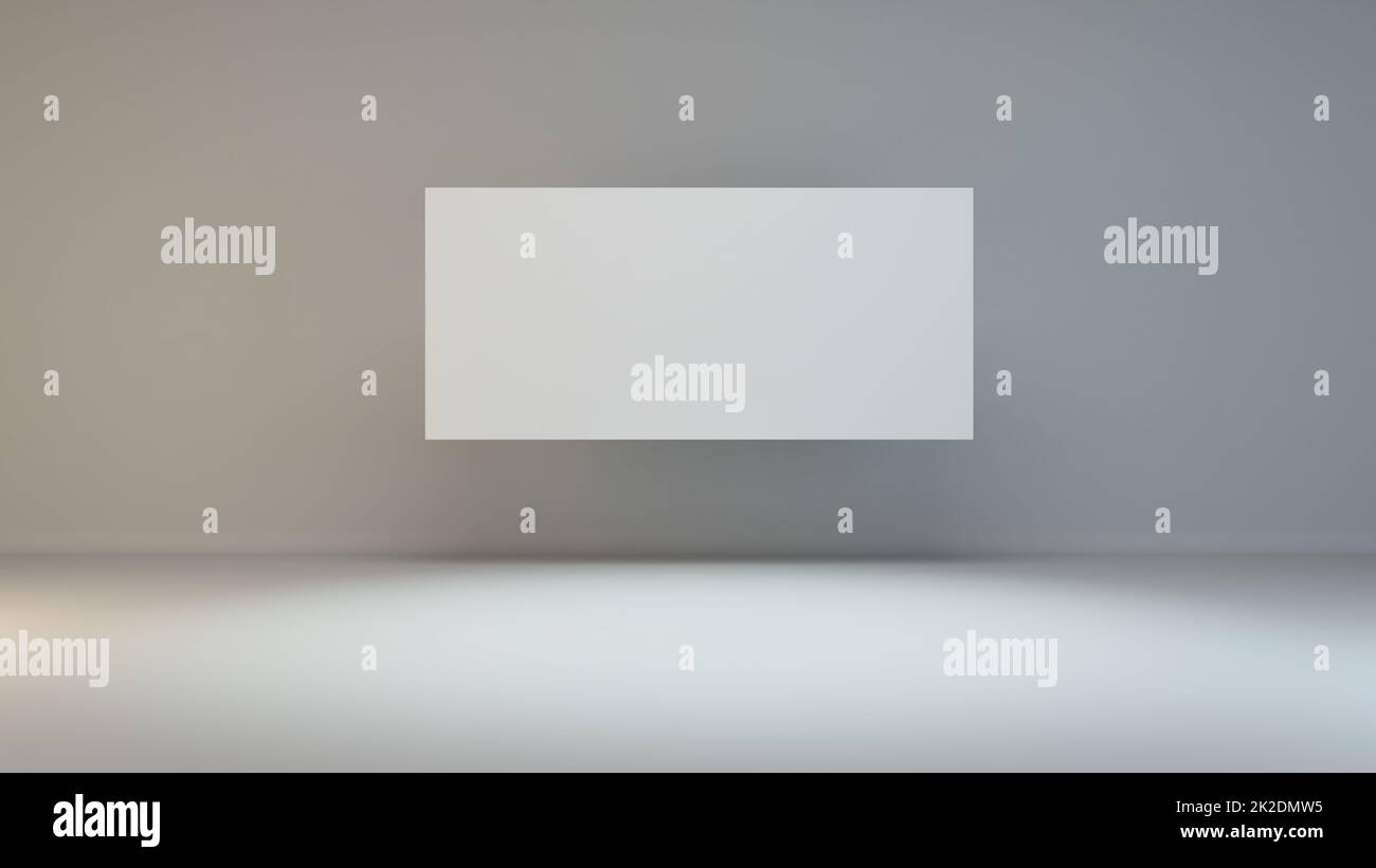 Blank white minimalist frame like canvas on wall with under spot light ...