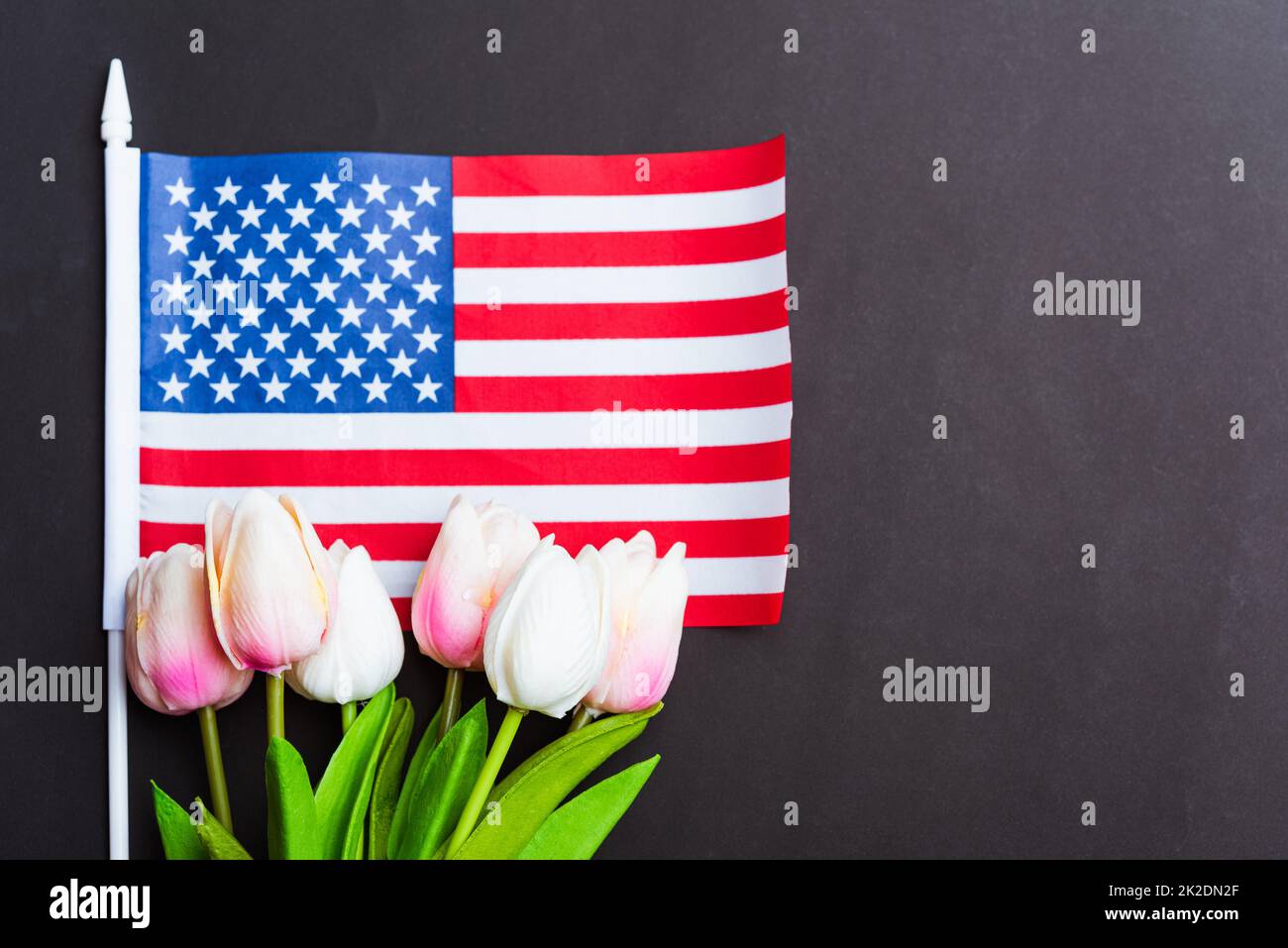 Happy Memorial Day, American flag and a Tulip flower Stock Photo - Alamy