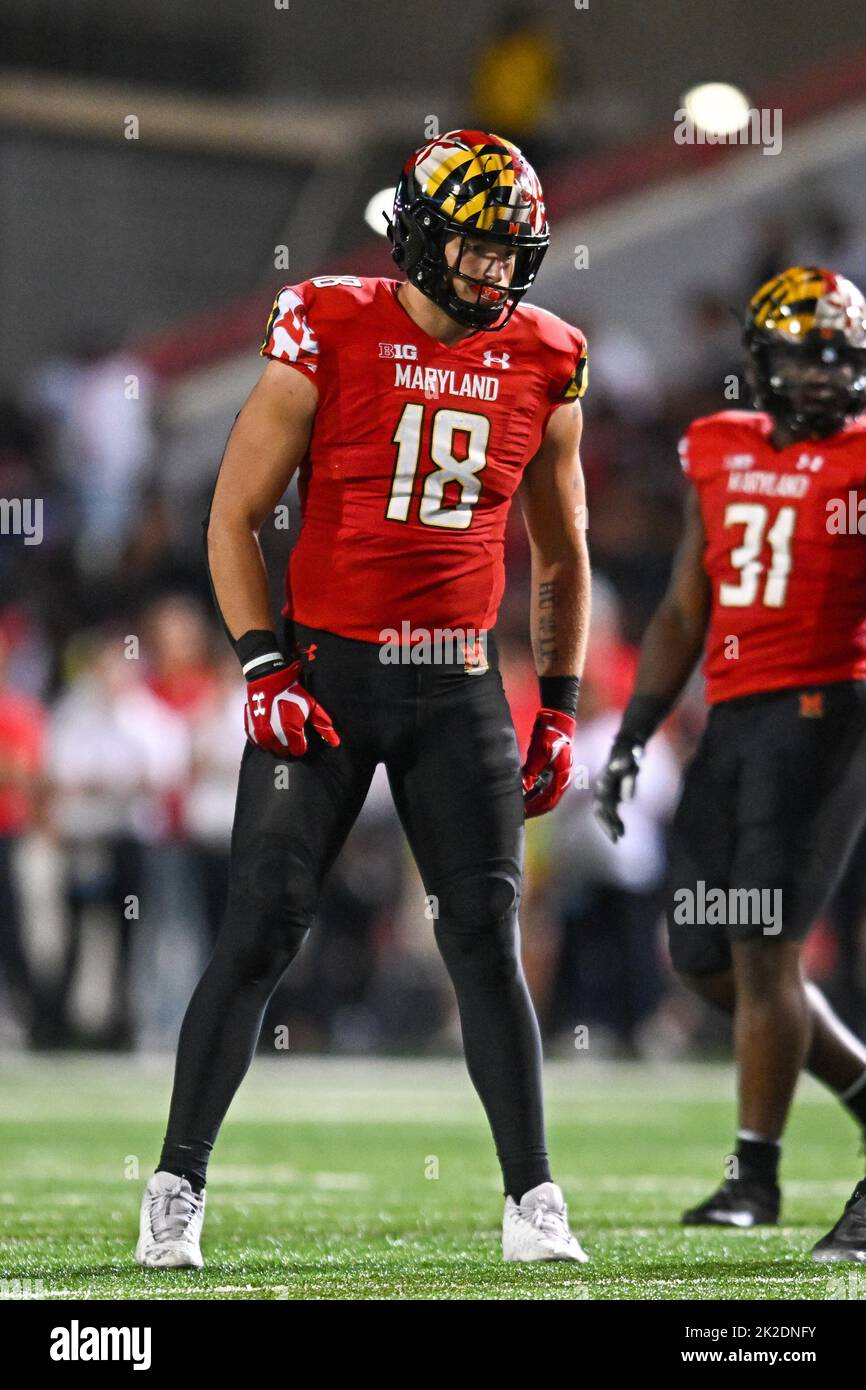 College Park, MD, USA. 17th Sep, 2022. Maryland Terrapins tight end CJ ...