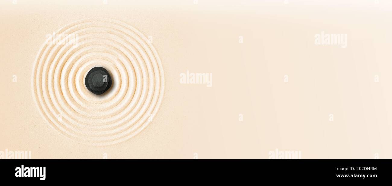 Zen japanese garden and black stones background. Horizontal banner ...