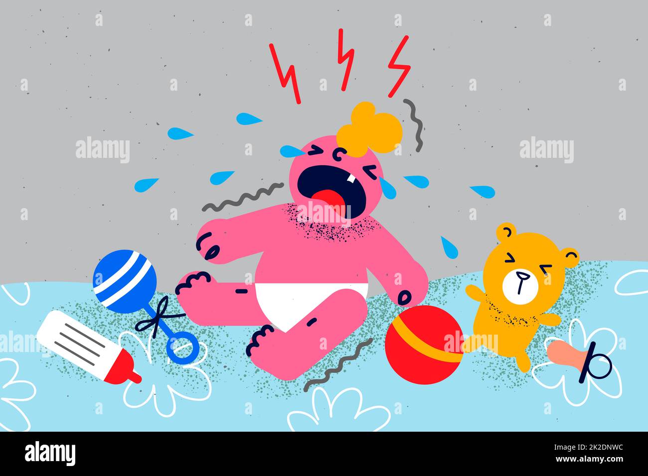 Unhappy baby infant in diaper crying Stock Photo - Alamy