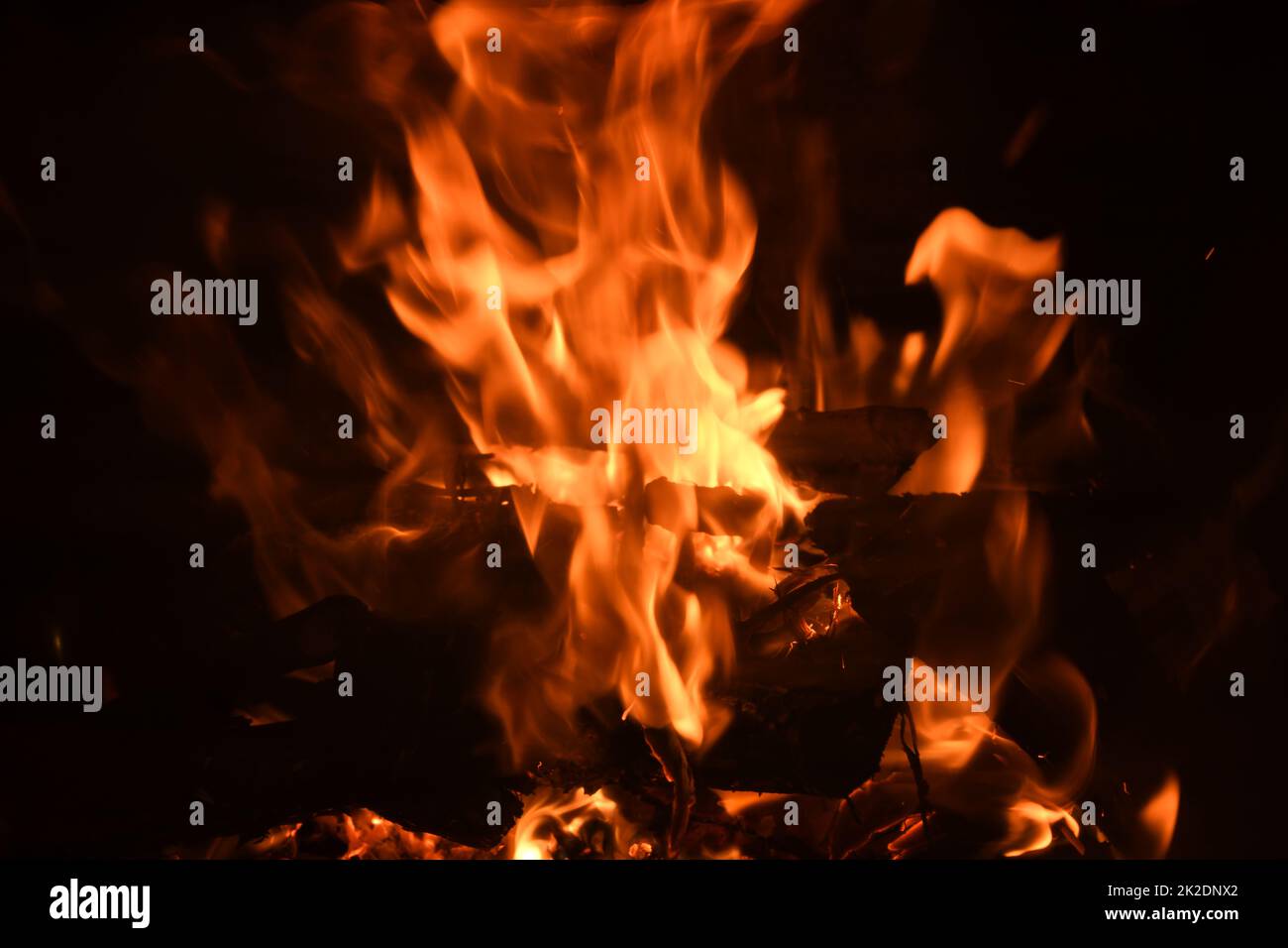 Cozy and warming log fire in the fireplace, in the province of Alicante ...
