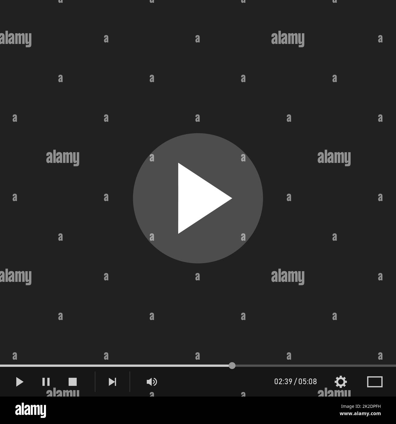 Video and Media Player Interface Template - Vector Stock Photo - Alamy