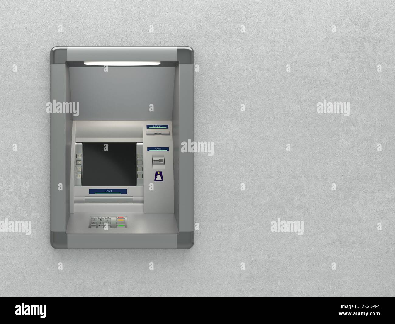 Atm machine on grey wall 3D illustration Stock Photo - Alamy