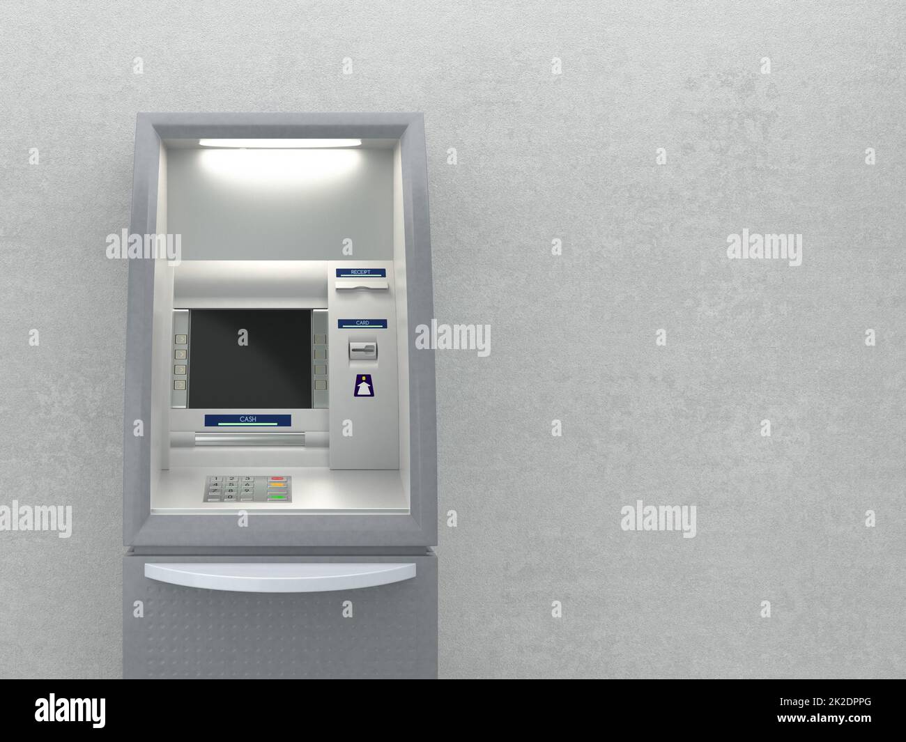 Atm machine on grey wall background 3D illustration Stock Photo - Alamy
