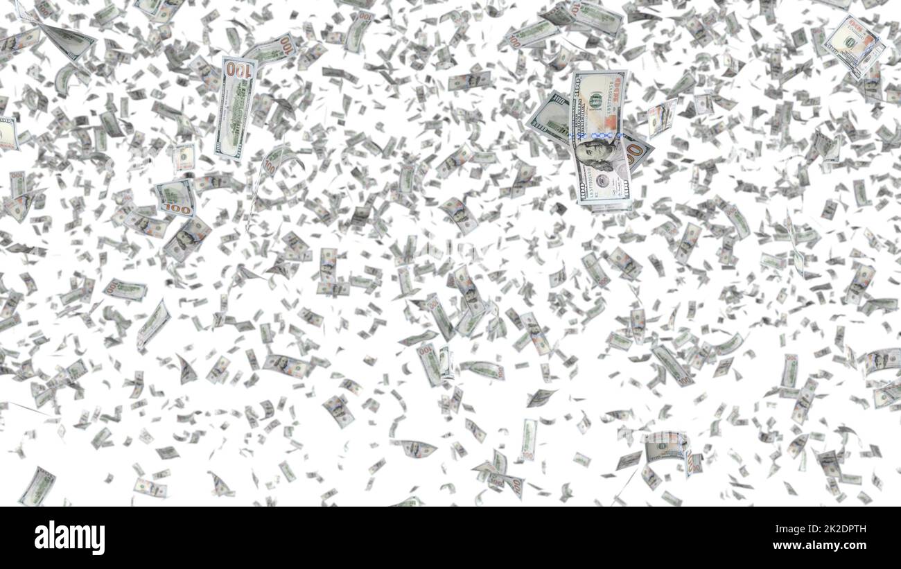 Falling down banknotes isolated on white background Stock Photo - Alamy