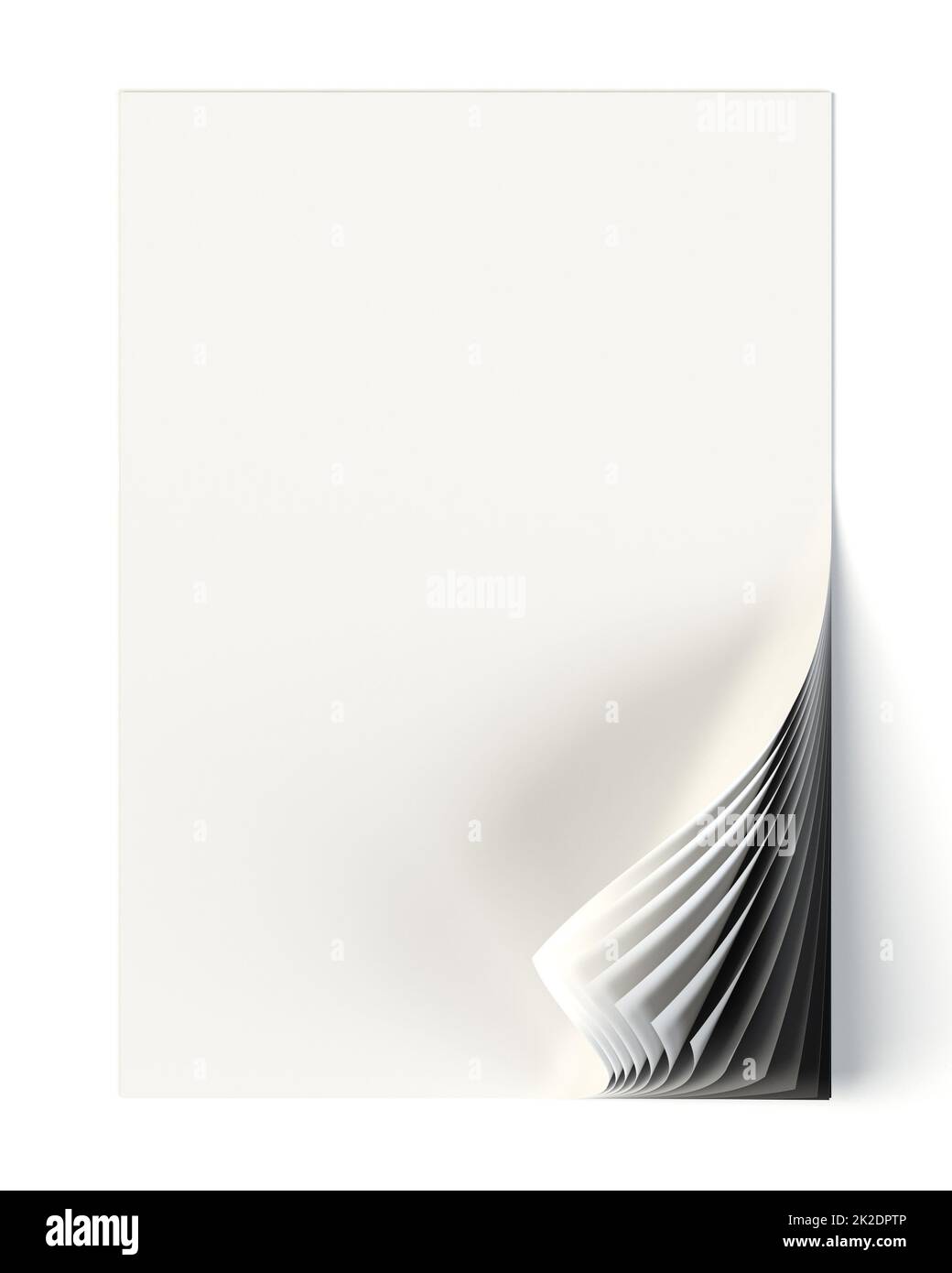 White document mock up with monochrome curled corner Stock Photo - Alamy