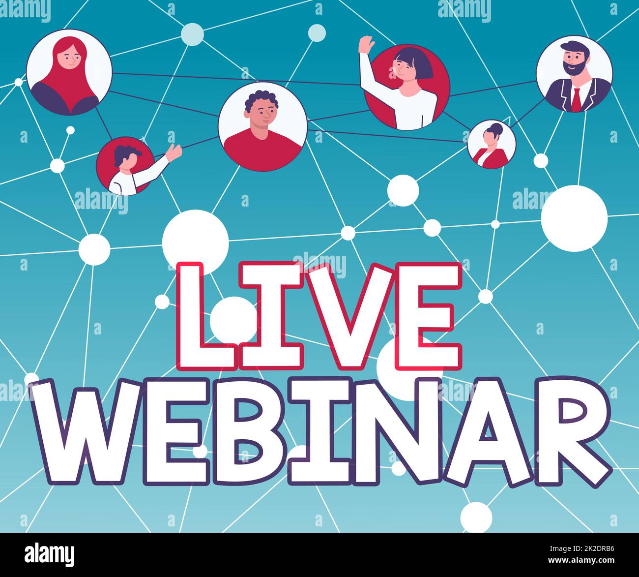 Conceptual caption Live Webinar. Business overview presentation lecture ...