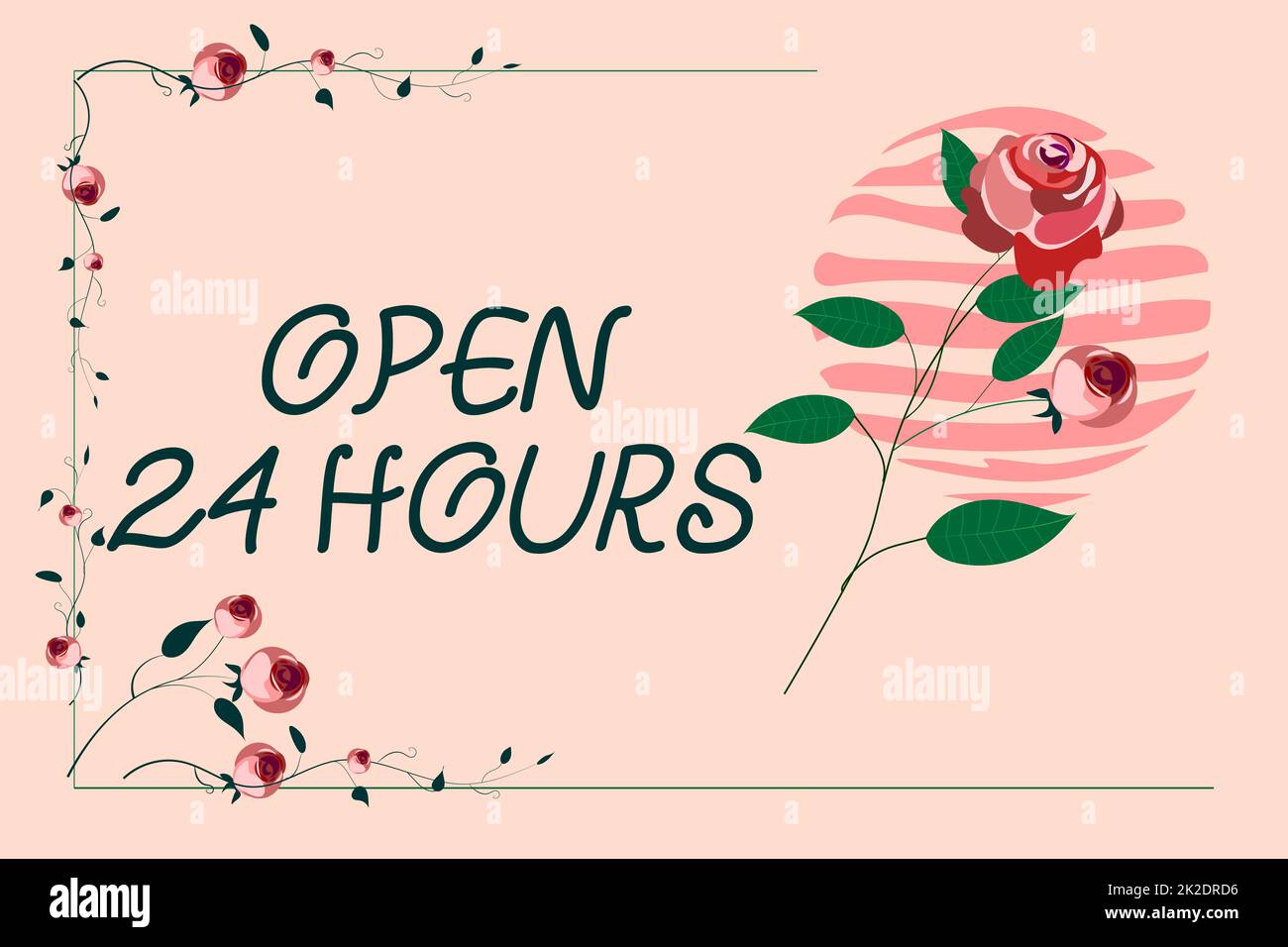 Text showing inspiration Open 24 Hours. Concept meaning Working all day ...